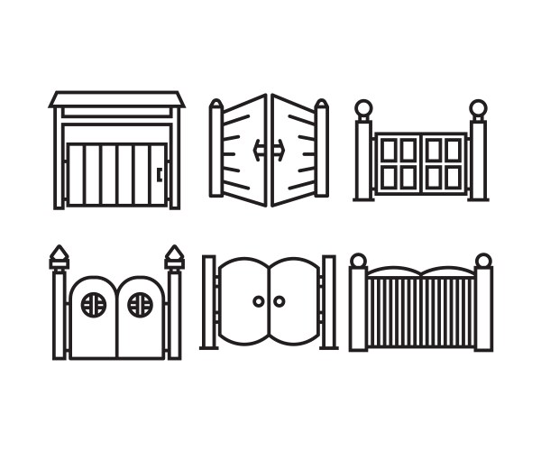 Gate and fence icons Royalty Free Vector Image