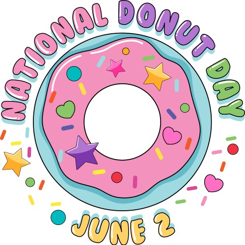 Happy doughnut day in june logo Royalty Free Vector Image