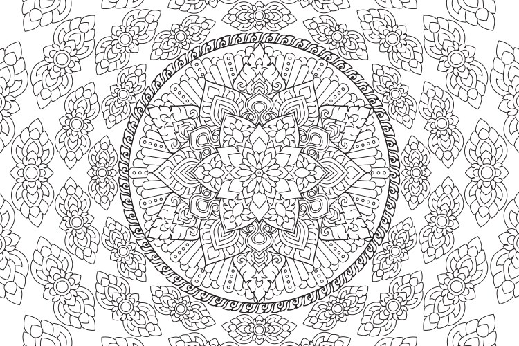 Mandala line art hand draw coloring page Vector Image