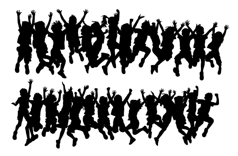 Many kid jumping cheerfully on grass kids Vector Image