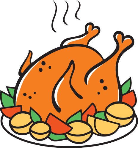 Cartoon chef with roasted meat Royalty Free Vector Image