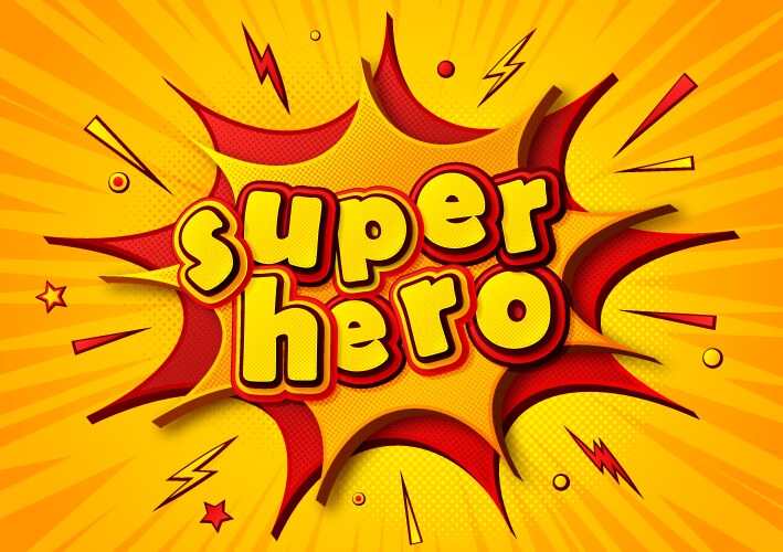 Comic poster with word superhero in pop art style Vector Image