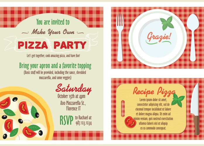 Pizza invitation Vector Images & Graphics for Commercial Use | VectorStock