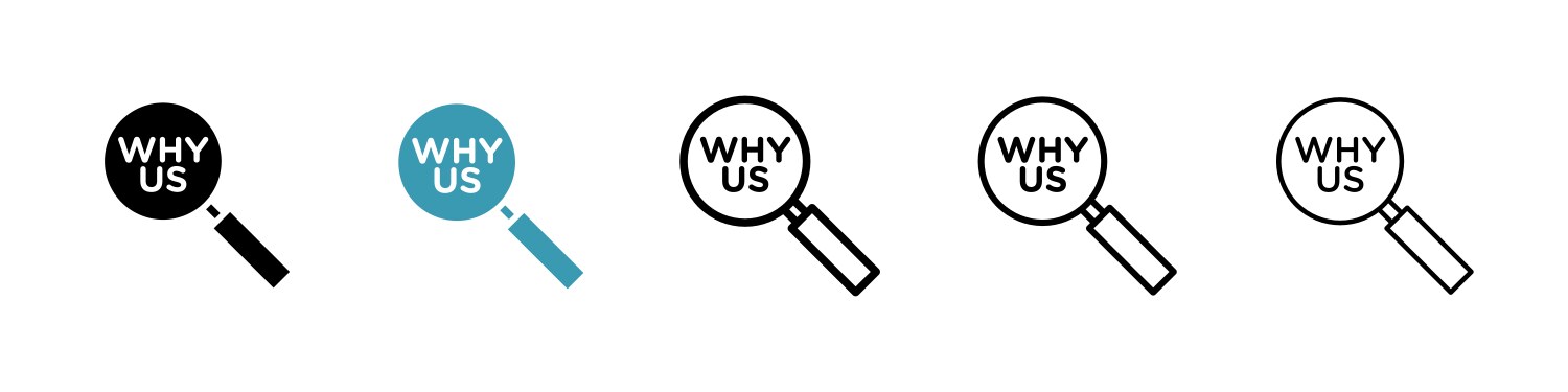 Why us icon set on white background Royalty Free Vector