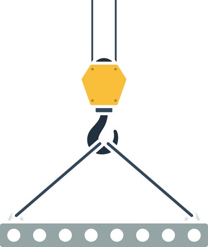 Icon of slab hanged on crane hook by rope slings Vector Image