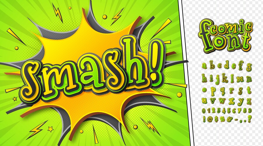 Cartoonish comics font funny colorful alphabet Vector Image