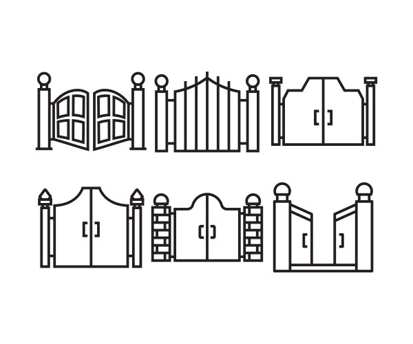 Gate and fence icons Royalty Free Vector Image