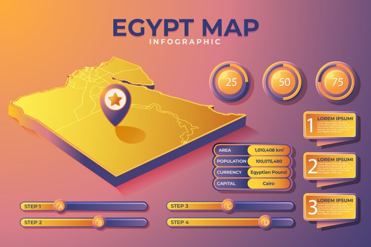 Gradient egypt map infographic Royalty Free Vector Image