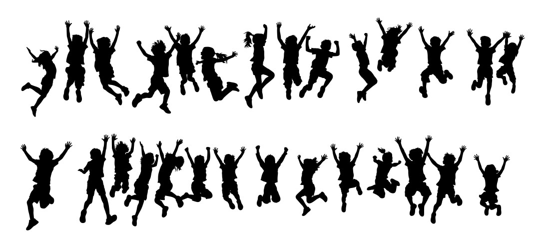 Many kid jumping cheerfully on grass kids Vector Image