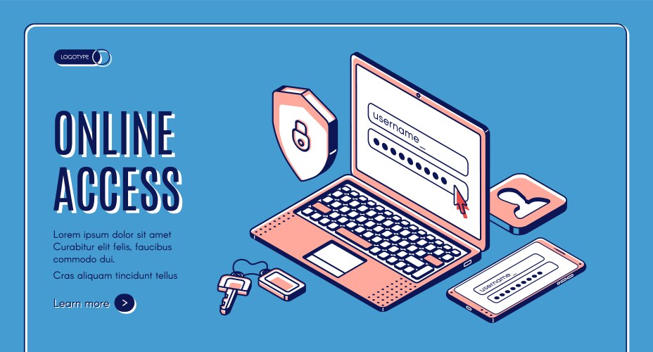 Data access concept login form on screen laptop Vector Image