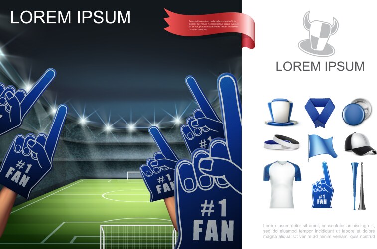 Realistic fan attributes round concept Royalty Free Vector