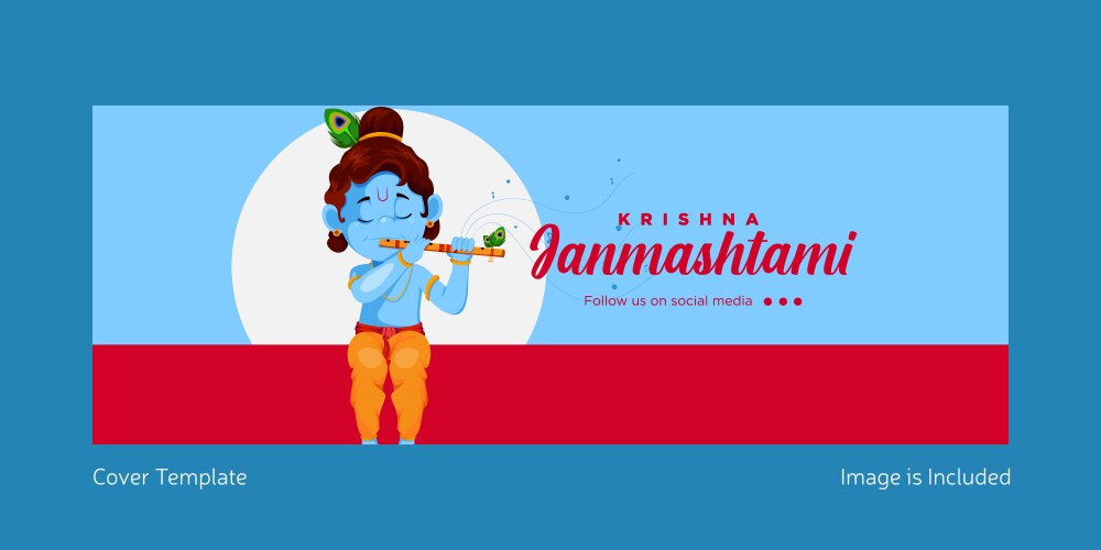 Krishna janmashtami cover page design Royalty Free Vector