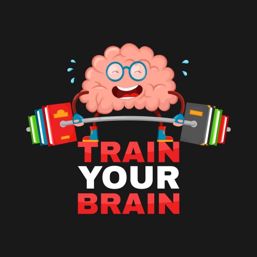 Train your brain cartoon flat Royalty Free Vector Image