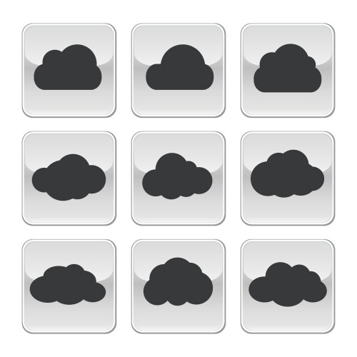 Black cloud icons set Royalty Free Vector Image
