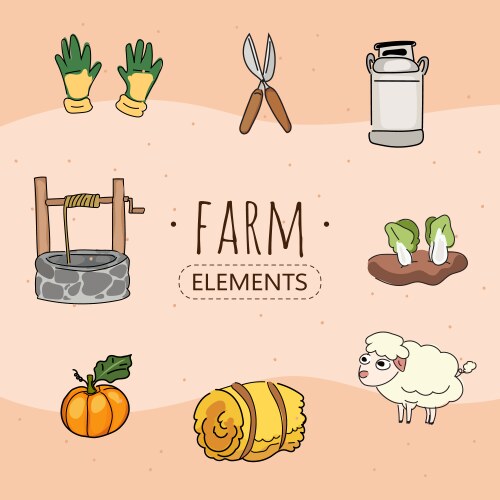 Farm doodle icons set Royalty Free Vector Image