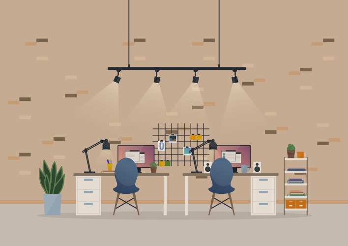 Work office interior freelance openspace Vector Image
