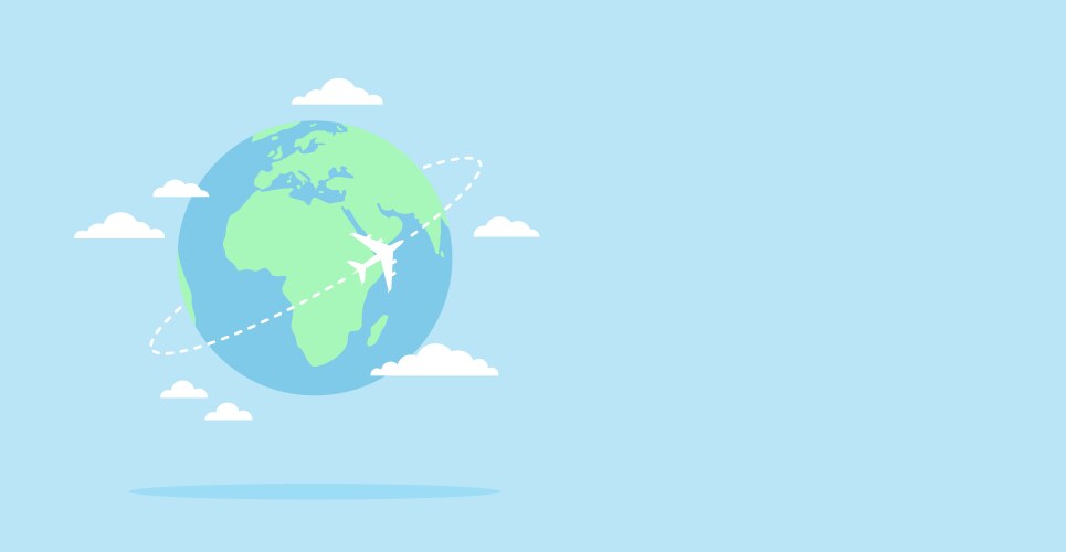 Planet earth with an airplane flying around Vector Image