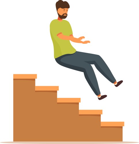 Young man slipping and falling down stairs Vector Image