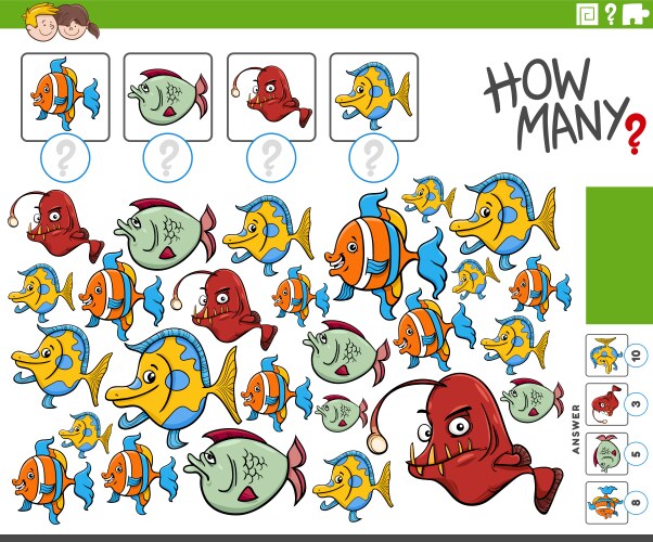 Cartoon education counting game for preschool Vector Image