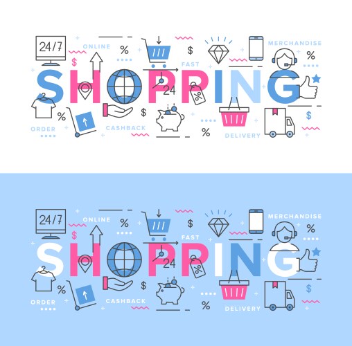 Online shopping e commerce banner concept Vector Image