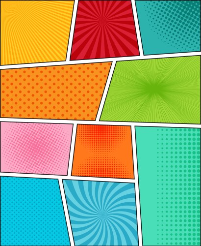 Empty comic page mockup with color background Vector Image