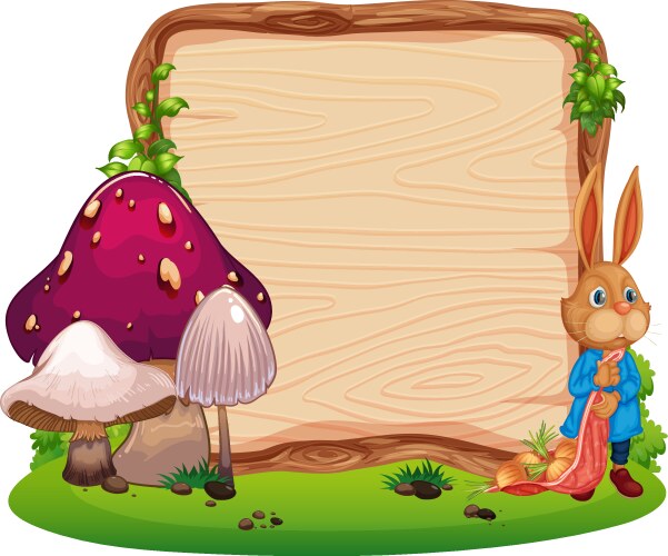 Board template with cute rabbit on white Vector Image