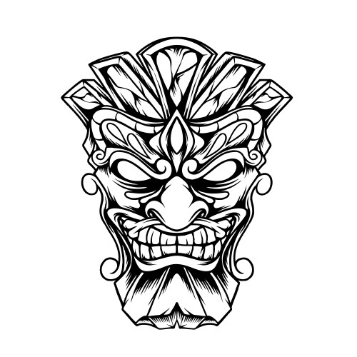 Tiki tribal wooden mask design element for logo Vector Image