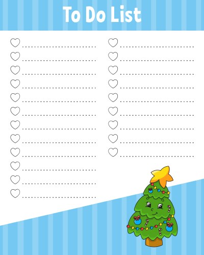 To do list for kids empty template Royalty Free Vector Image