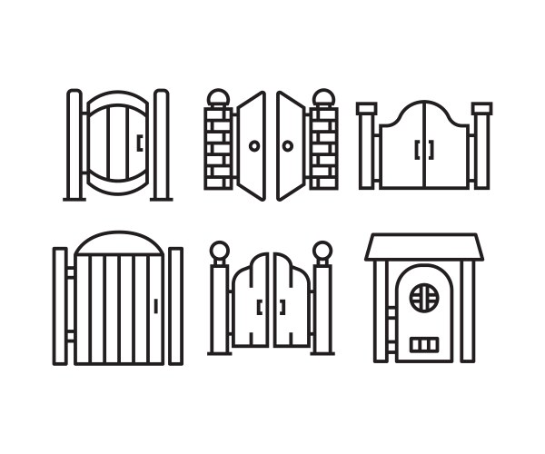 Gate and fence icons Royalty Free Vector Image