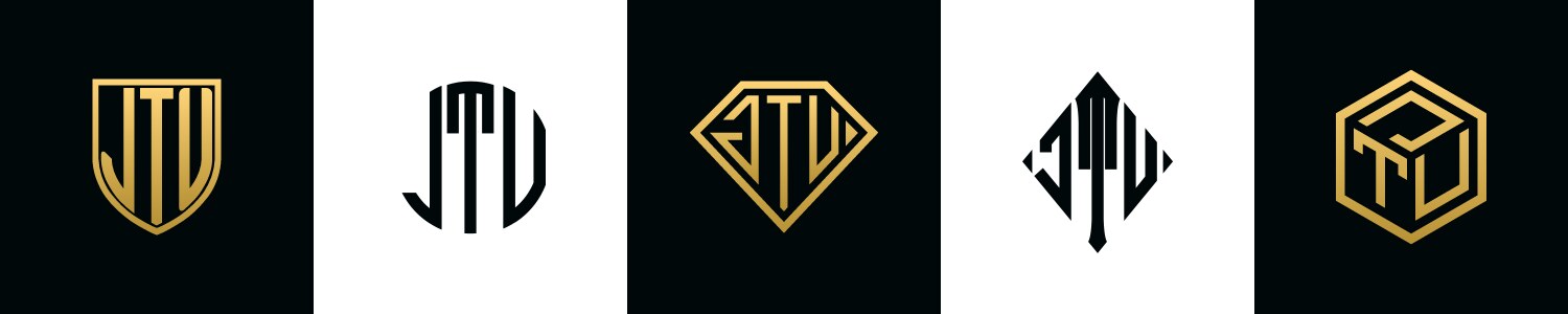 Initial letters jwm logo designs bundle Royalty Free Vector