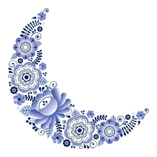 Blue flower ornament gzhel russian style Vector Image