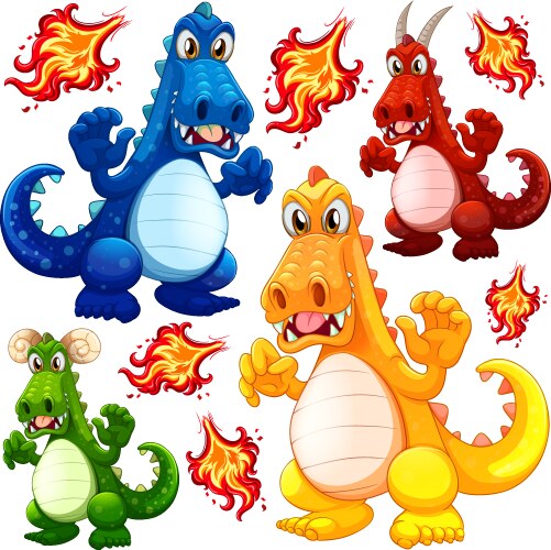 Angry dragon cartoon Royalty Free Vector Image
