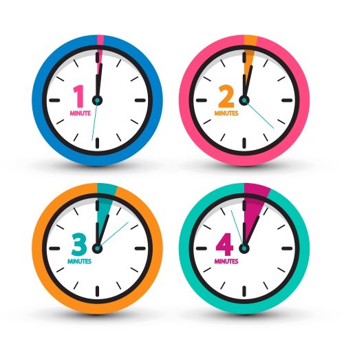 5 10 15 20 minutes analog clock icons time symbol Vector Image