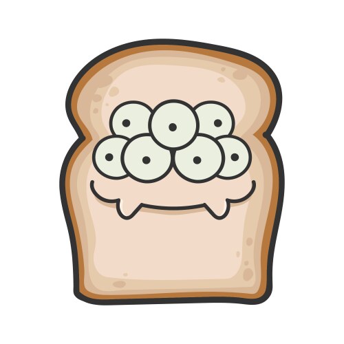 Monster smiling slice bread cartoon Royalty Free Vector