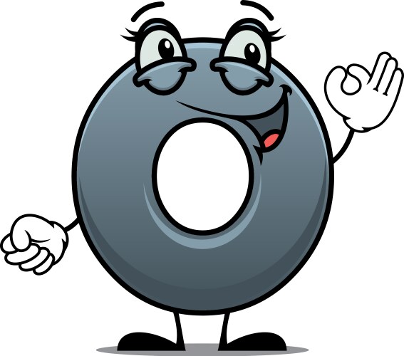 Donut cartoon zero number Royalty Free Vector Image