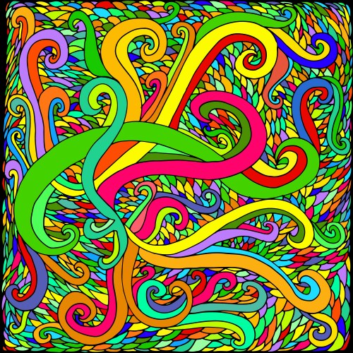 Psychedelic cartoon hand drawn background Vector Image