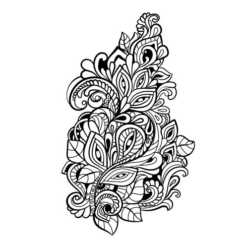 Black floral branch decorative filigree design Vector Image