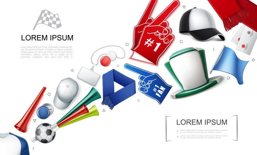 Realistic fan attributes round concept Royalty Free Vector