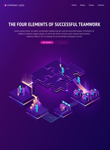 Teamwork gradient on violet Royalty Free Vector Image