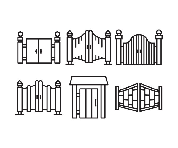 Gate and fence icons Royalty Free Vector Image
