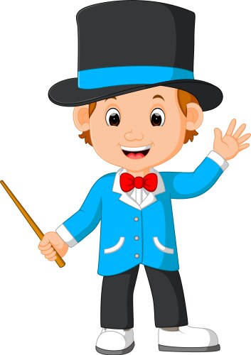Boy magician cartoon Royalty Free Vector Image