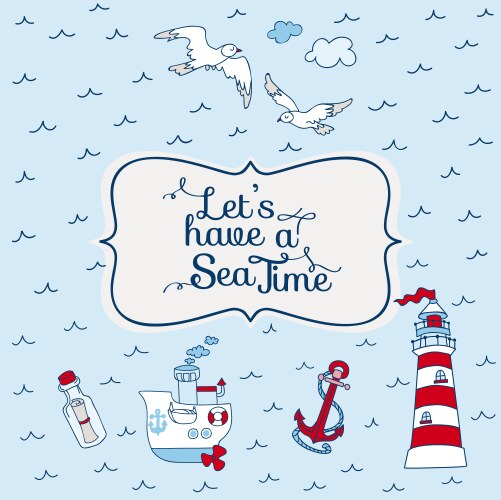 Nautical sea card set Royalty Free Vector Image