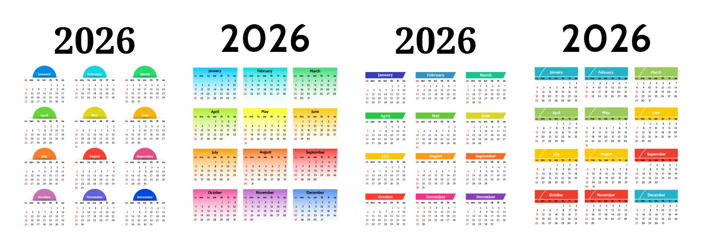 2026 Calendar - White Background – Royalty-Free Vector | VectorStock