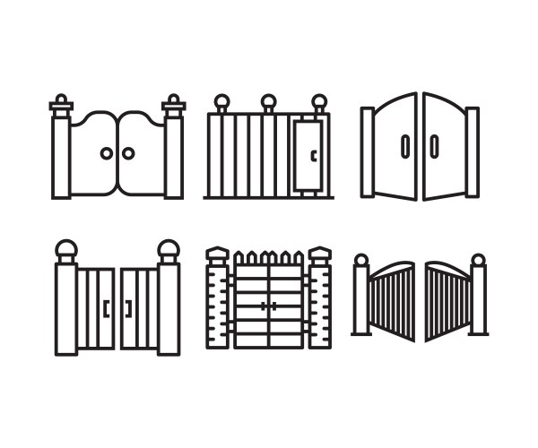 Gate and fence icons Royalty Free Vector Image