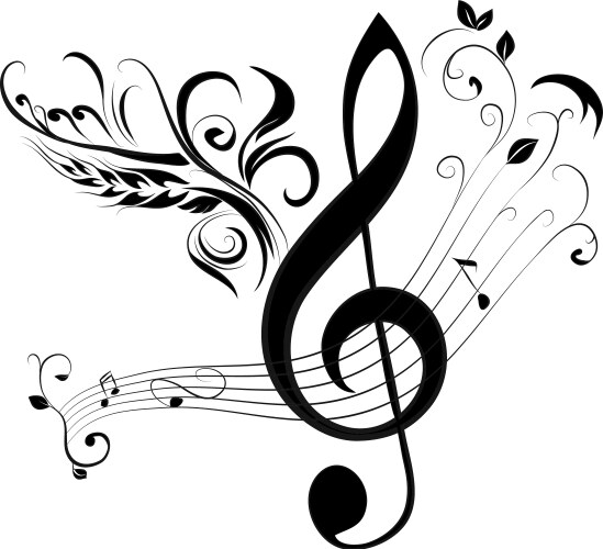 Treble clef and notes Royalty Free Vector Image
