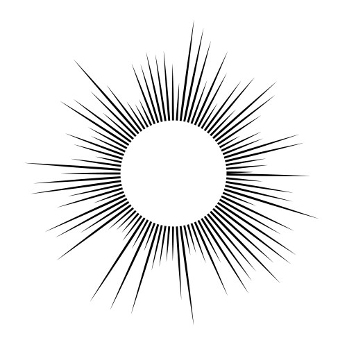 Black sun rays on white background Royalty Free Vector Image