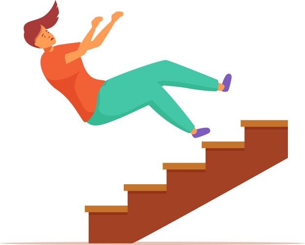 Young woman slipping and falling down the stairs Vector Image