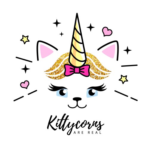 Fantasy animal cat kittycorn Royalty Free Vector Image