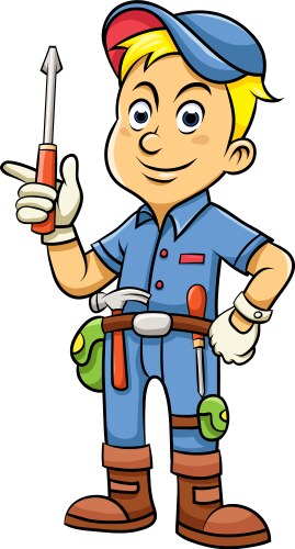 Handyman carpenter white Royalty Free Vector Image