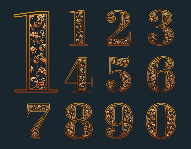 Floral Font Numbers Vector Images (over 3,500)